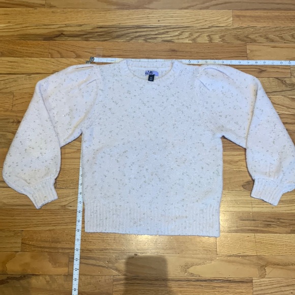 Vylette | Sweaters | Cute Puffed Sleeve Pale Pink And Gold Sparkle ...